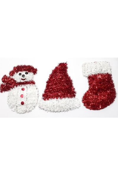 Funworld Yılbaşı Yeni Yıl Simli Noel Süs 3'lü Kardan Adam Şapka Çizme Funworld Yılbaşı Yeni Yıl Simli Noel Süs 3'lü Kardan Adam Şapka Çizme