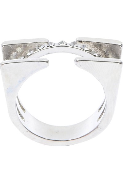 Audrey Taş Detaylı Metal Gümüş Kadın Yüzük