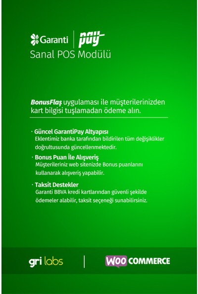 Gri Woocommerce / Wordpress - Garanti Pay Sanal Pos Modülü