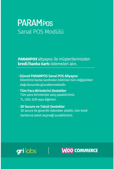 Gri Woocommerce / Wordpress - Parampos Sanal Pos Modülü