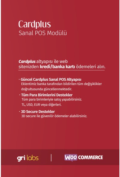 Gri Woocommerce / Wordpress - Cardplus Sanal Pos Modülü