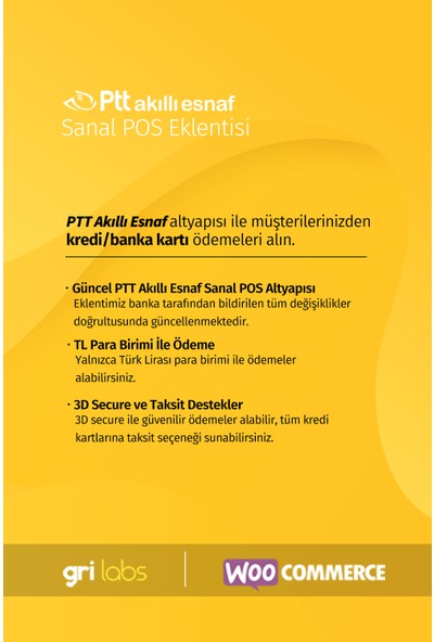 Gri Woocommerce / Wordpress - Ptt Akıllı Esnaf Sanal Pos Modülü