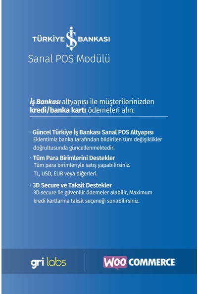 Gri Woocommerce / Wordpress - Türkiye Iş Bankası Pos Modülü