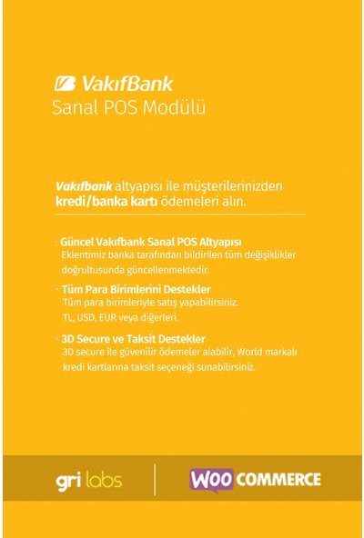 Gri Woocommerce / Wordpress - Vakıfbank Pos Modülü