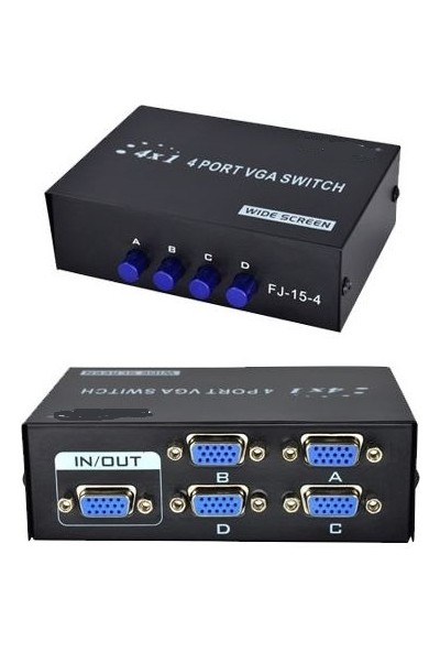 Platoon 4 Port VGA Switch VGA Seçici 4 Cihaz 1 Monitör VGA Butonlu Platoon 4 Port VGA Switch VGA Seçici 4 Cihaz 1 Monitör VGA Butonlu