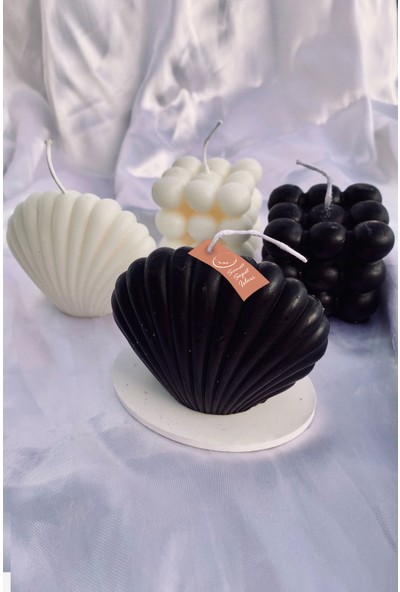Sanat Sepet İşleri %100 Soya Siyah Beyaz Kokulu Bubble & Istiridye Dekoratif Mum 4'lü Set Mum Altlığı Sanat Sepet İşleri %100 Soya Siyah Beyaz Kokulu Bubble & Istiridye Dekoratif Mum 4'lü Set Mum Altlığı