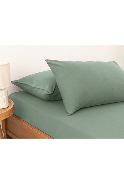 English Home Düz Penye Tek Kişilik Lastıklı Çarşaf Tkm 100X200 cm Çağla Yeşili