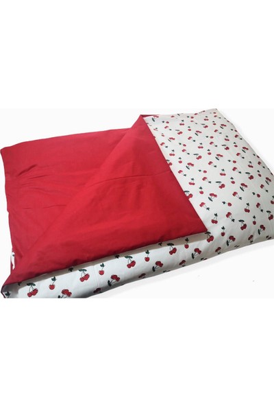 Bebek Özel 100X150 cm Pamuklu Kumaştan Bebek Yorganı (Kiraz Desen/kırmızı)