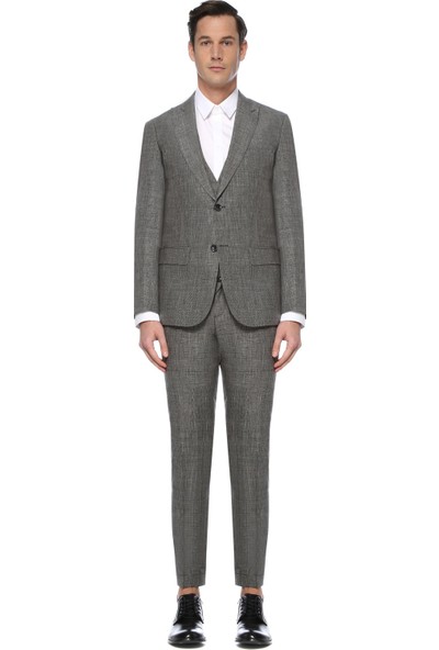 Network Drop 6 Slim Fit Gri Yelekli Keten Takım Elbise Network Drop 6 Slim Fit Gri Yelekli Keten Takım Elbise