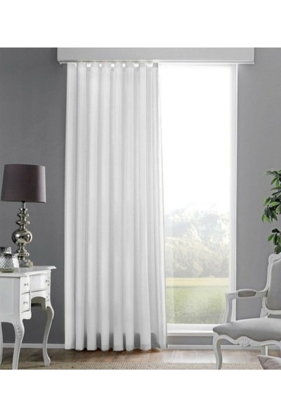 Taç Saten Güneşlik Perde Düz Dikiş Kullanıma Hazır Beyaz