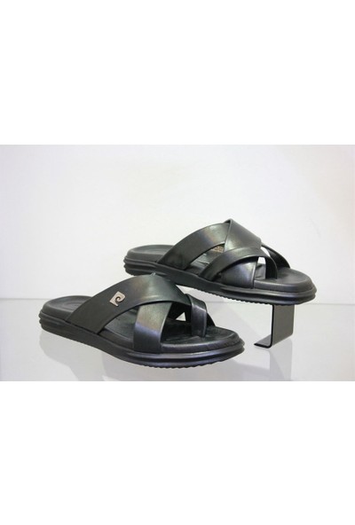Pierre Cardin PC6204 Günlük Parmak Arası Deri Terlik Siyah