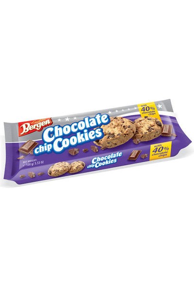 Bergen Chocolate Chip Cookies Çikolata Parçacıklı Kurabiye 100 gr Bergen Chocolate Chip Cookies Çikolata Parçacıklı Kurabiye 100 gr