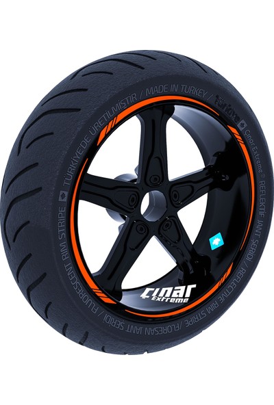 Çınar Extreme Alev Turuncusu 4 Parçalı Keskin Jant Şeridi Sticker Çınar Extreme Alev Turuncusu 4 Parçalı Keskin Jant Şeridi Sticker
