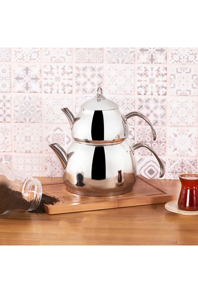 Emsan Helis Midi Çelik Çaydanlık Takımı