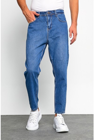 Tarz Cool Koyu Mavi Erkek Düz Boyfriend Jean PANTOLON-XBOYFREND001R3130