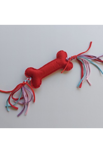 Lazy Pet Toys Keçe Kemik Kedi Oyuncağı & Catnipli & Büyük Boy 19 cm [örgülü 55 cm]