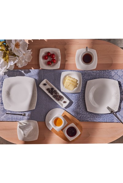 Karaca Fine Pearl Helen 26 Parça 6 Kişilik Kare İnci Kahvaltı/Servis Takımı Karaca Fine Pearl Helen 26 Parça 6 Kişilik Kare İnci Kahvaltı/Servis Takımı