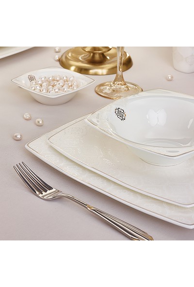 Karaca Fine Pearl Hailey 62 Parça İnci Yemek Takımı Karaca Fine Pearl Hailey 62 Parça İnci Yemek Takımı