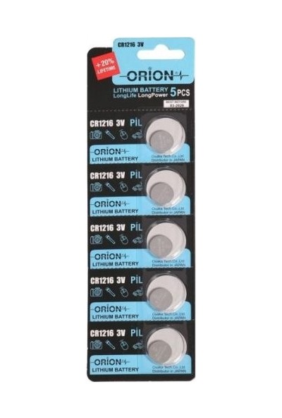 Orion CR1216 3V Lithium Pil 5'li Paket Orion CR1216 3V Lithium Pil 5'li Paket