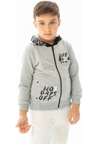 Zepkids Erkek Çocuk Nox Baskılı Fermuarlı Kapüşonlu Sweat 3-7 Yaş