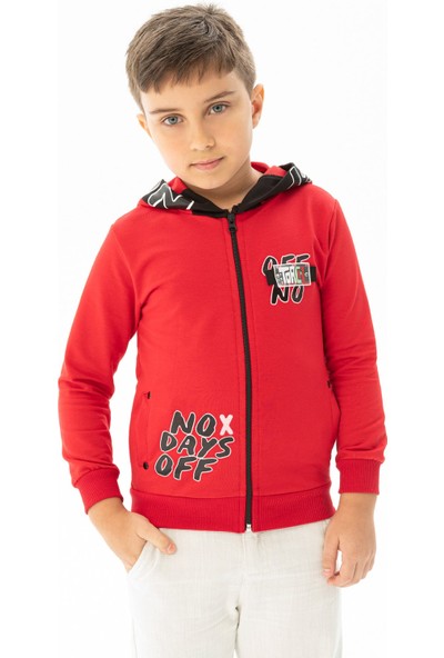 Zepkids Erkek Çocuk Nox Baskılı Fermuarlı Kapüşonlu Sweat 3-7 Yaş