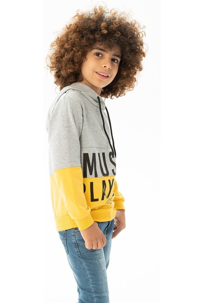 Zepkids Erkek Çocuk Music Baskılı Kapüşonlu Sweatshirt 8-12 Yaş