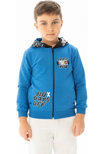 Zepkids Erkek Çocuk Nox Baskılı Fermuarlı Kapüşonlu Sweat 3-7 Yaş