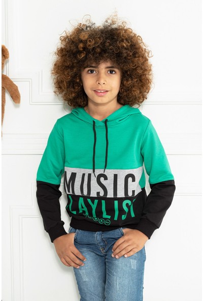 Zepkids Erkek Çocuk Music Baskılı Kapüşonlu Sweatshirt 8-12 Yaş