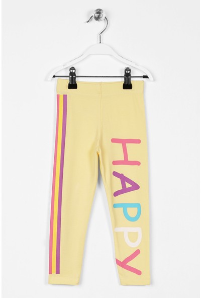 Zepkids Kız Çocuk Tayt Happy Baskılı 3-8 Yaş