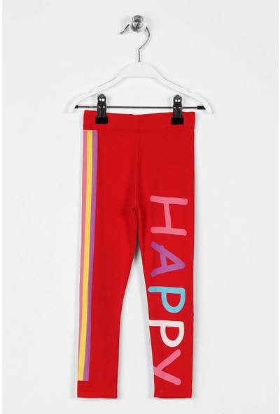 Zepkids Kız Çocuk Tayt Happy Baskılı 3-8 Yaş