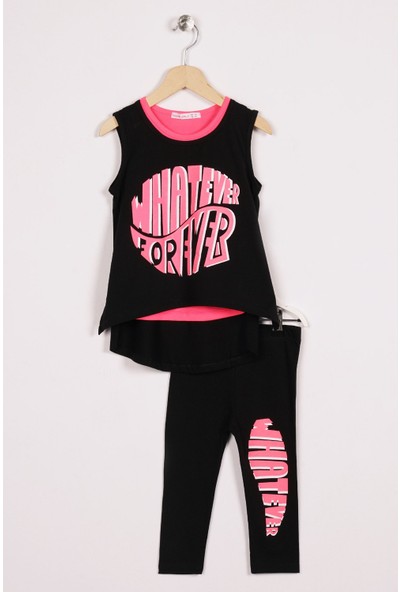 Zepkids Kız Çocuk Taytlı Takım Whatever Forever Baskılı 5-8 Yaş