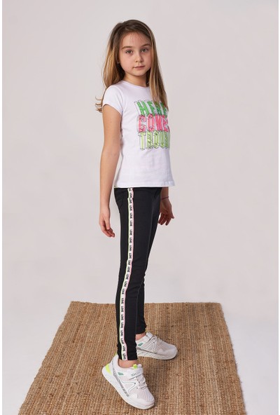 Zepkids Kız Çocuk Tayt Love Şeritli 5-12 Yaş