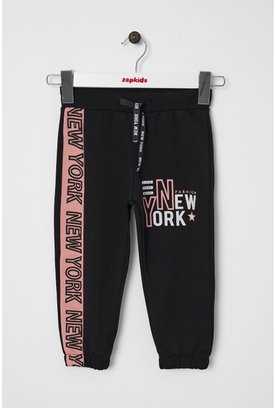 Zepkids Kız Çocuk Eşofman Alt New York Baskılı 1-4 Yaş