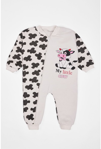Zepkids Çocuk Uyku Tulumu Inek Baskılı 1-3 Yaş Beyaz