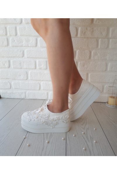 Modavien 4121007 Dolgu Topuk Gelinlik Ayakkabısı