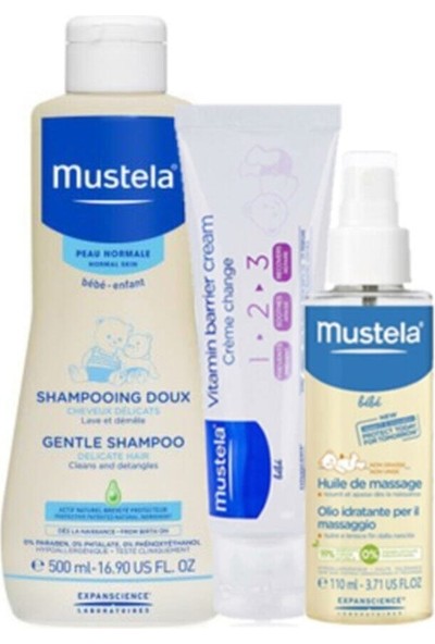 Mustela Günlük Set | Şampuan - Masaj Yağı - Pişik Kremi