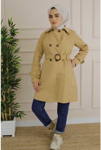 İmaj Butik Düğme Detaylı Kemerli Trenç/camel İmaj Butik Düğme Detaylı Kemerli Trenç/camel