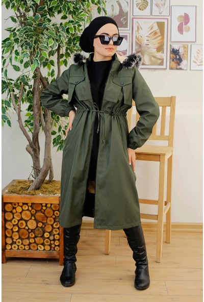 İmaj Butik Içi Kürklü Cep Detaylı Mont/haki