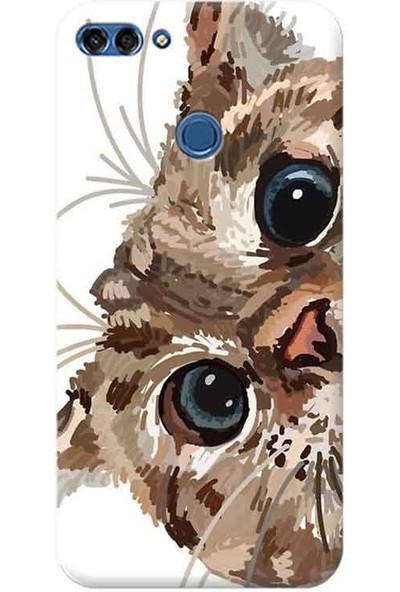 Marselit Huawei P Smart 2018 Meraklı Kedi Tasarımlı Telefon KILIFI-KEDI05