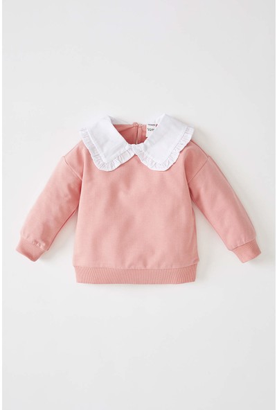 DeFacto Kız Bebek Regular Fit Yakalı İçi Yumuşak Tüylü Sweatshirt V5954A221AU