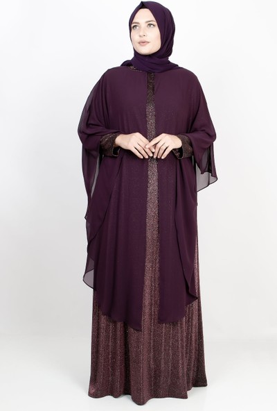 Modaviki Pelerin Detay Abiye Mürdüm MDA2157 Modaviki Pelerin Detay Abiye Mürdüm MDA2157