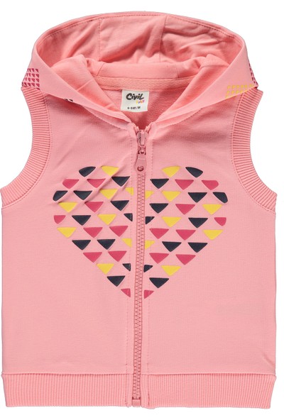 Civil Baby Kız Bebek Kapüşonlu Yelek 6-18 Ay Yavruağzı