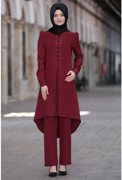 Modaviki Mina Tunik Pantolon Takım Bordo AHN01