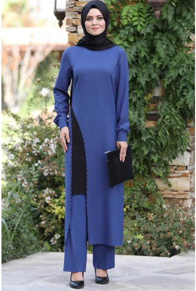 Modaviki Efser - Tunik - Pantolon - Takım - Indigo - AHN158