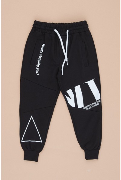 FullaModa Çocuk Paçası Lastikli Baskılı Eşofman Altı