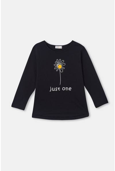 Dagi Kız Çocuk Siyah T-Shirt Uzun Kol