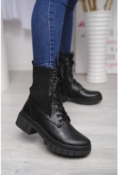 Oksit Penny Kumaş Detaylı Kalın Taban Kadın Postal Bot