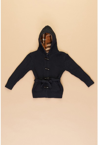 FullaModa Kapüşonlu Düğmeli Çocuk Triko Hırka
