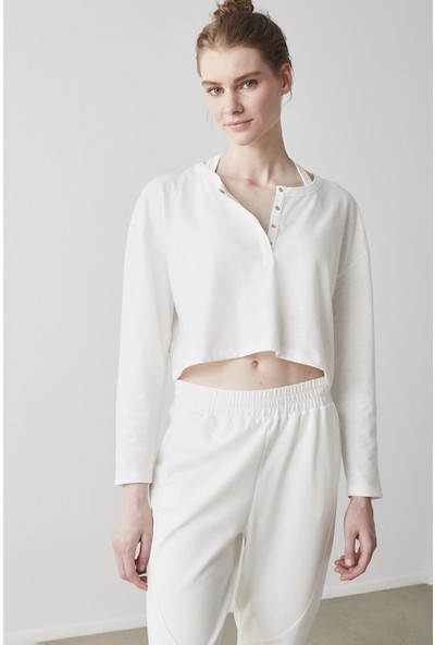 Penti Beyaz Crop Long Sleeve Tişört