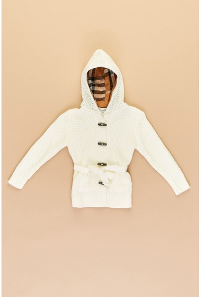 FullaModa Kapüşonlu Düğmeli Çocuk Triko Hırka
